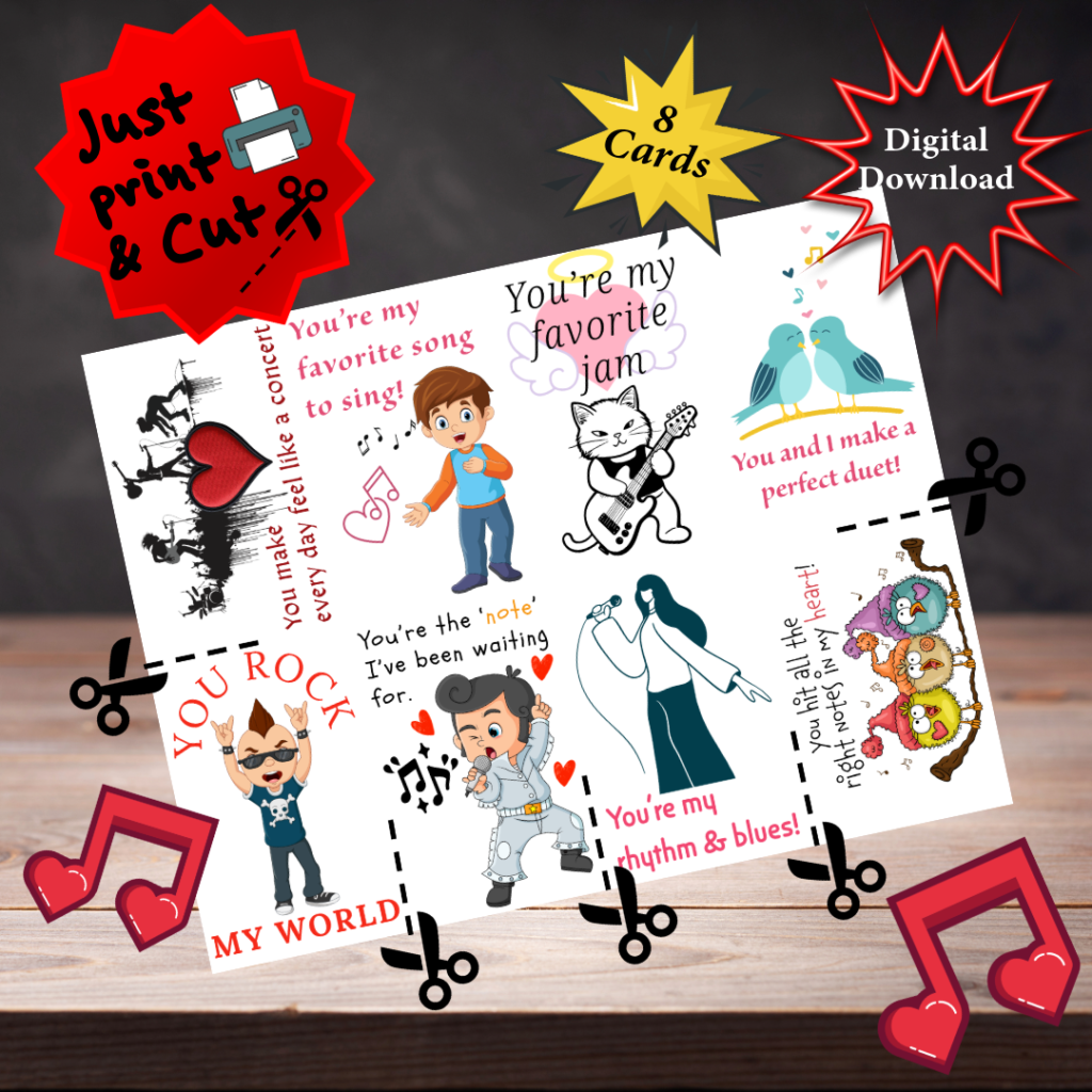 Exclusive Music Kids Valentines Day Cards-print-cut - Imagical Marianne ...